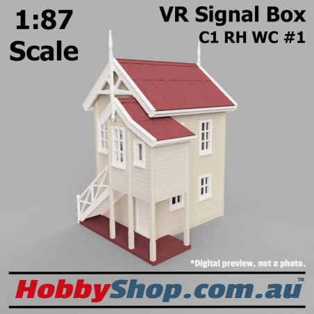 VR Signal Box #1 [C1 RH WC] Beige HO 1:87 Scale